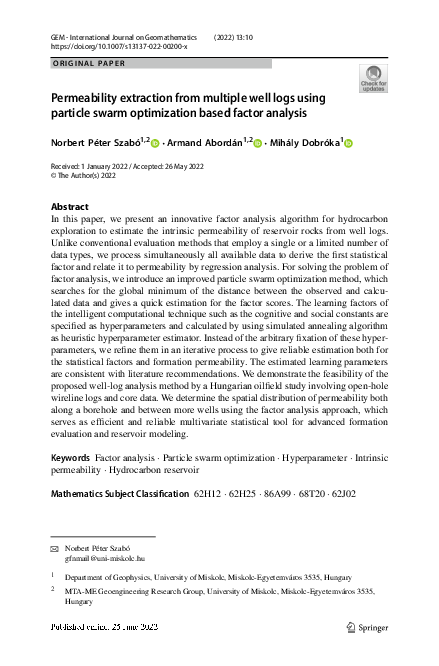 (PDF) Permeability extraction from multiple well logs using particle swarm optimization based ...