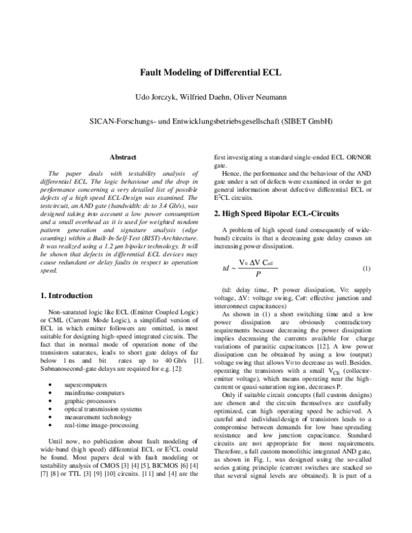 (PDF) Fault modeling of differential ECL