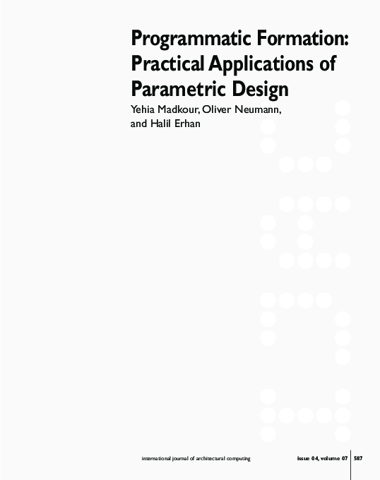 (PDF) Programmatic Formation: Practical Applications of Parametric Design