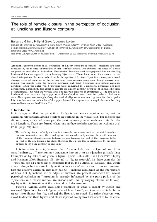 (PDF) The Role of Remote Closure in the Perception of Occlusion at ...