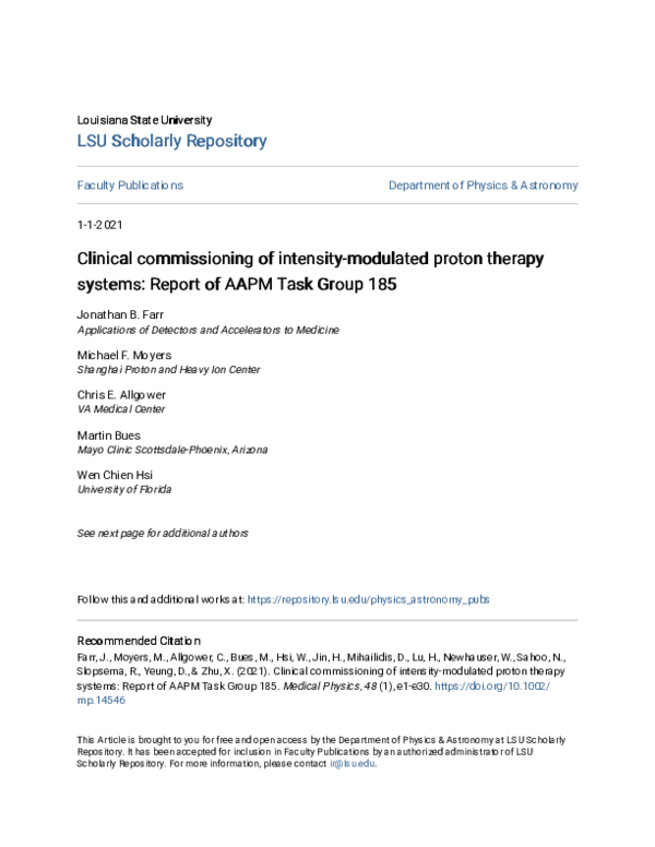 (PDF) Clinical commissioning of intensity‐modulated proton therapy ...