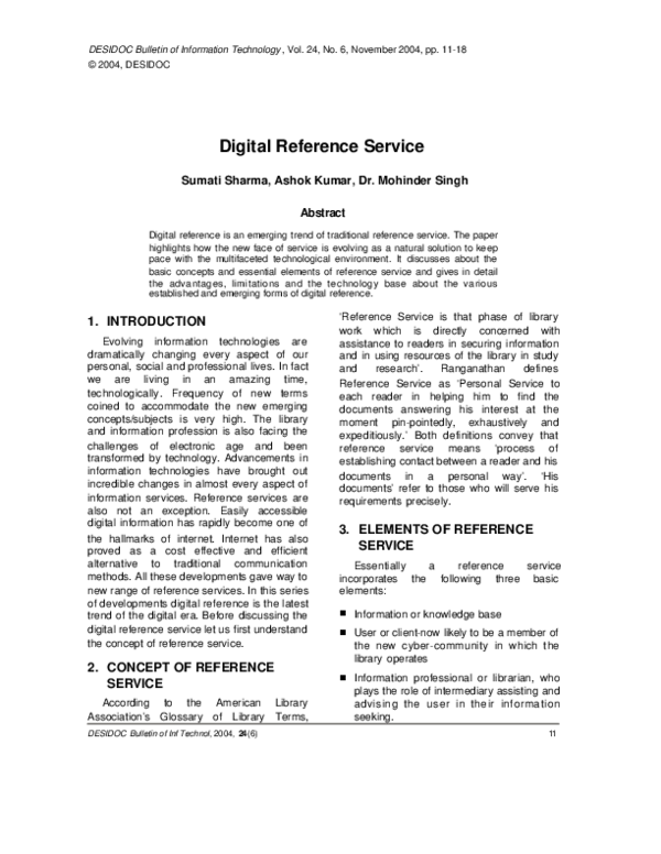 (PDF) Digital Reference Service
