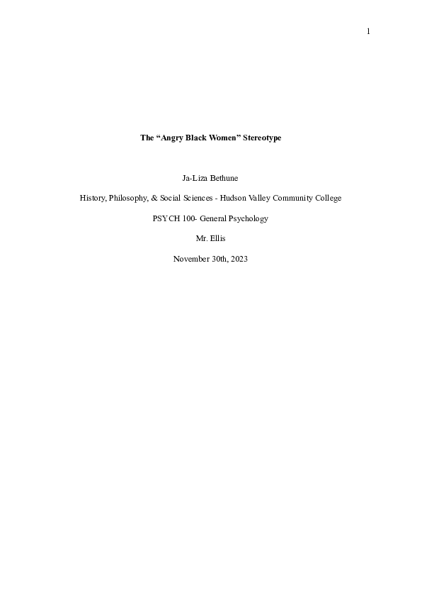 (PDF) The "Angry Black Women" Stereotype