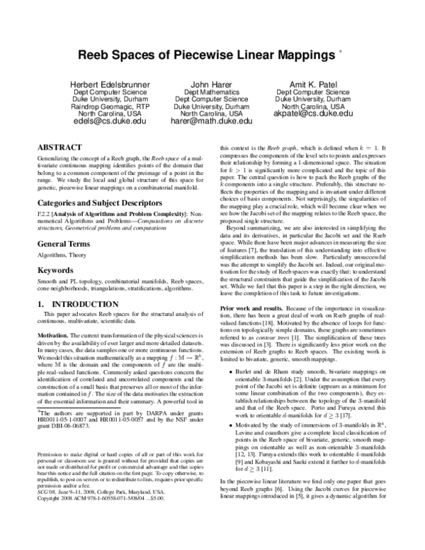 (PDF) Reeb spaces of piecewise linear mappings