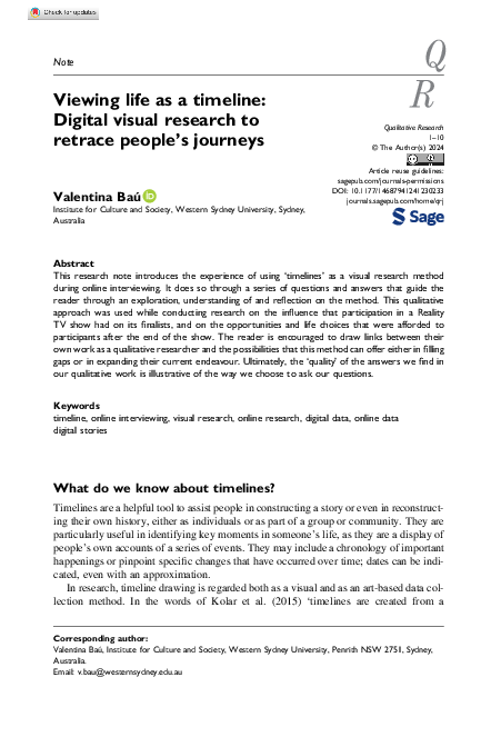 (PDF) Viewing life as a timeline: Digital visual research to retrace ...
