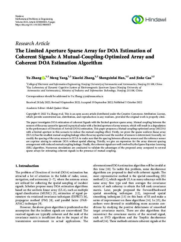 (PDF) The Limited Aperture Sparse Array for DOA Estimation of Coherent Signals: A Mutual ...