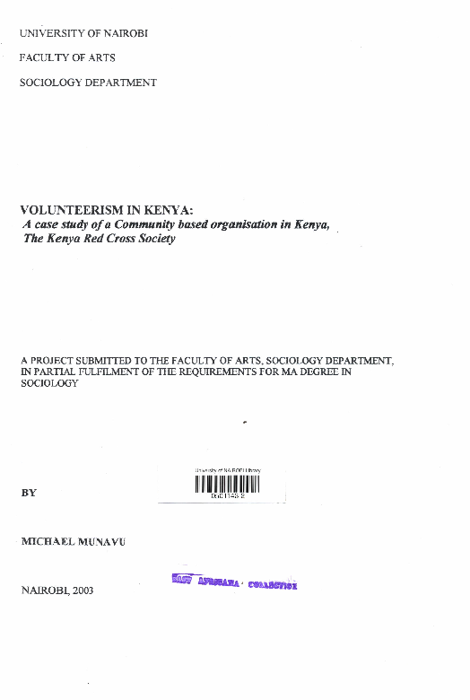 (PDF) VOLUNTEERISM IN KENYA : A case study of a Community based ...