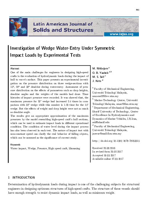 (PDF) Investigation of Wedge Water-Entry Under Symmetric Impact Loads ...
