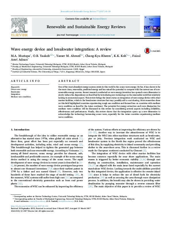 (PDF) Wave energy device and breakwater integration: A review
