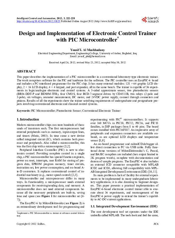 (PDF) Design and implementation of electronic control system for UTM-AUV