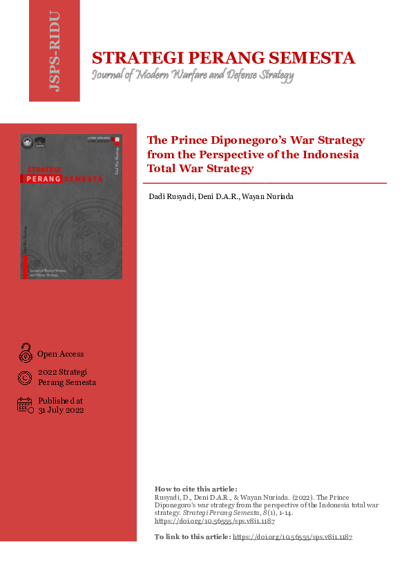 (PDF) The Prince Diponegoro’s war strategy from the perspective of the Indonesia total war strategy