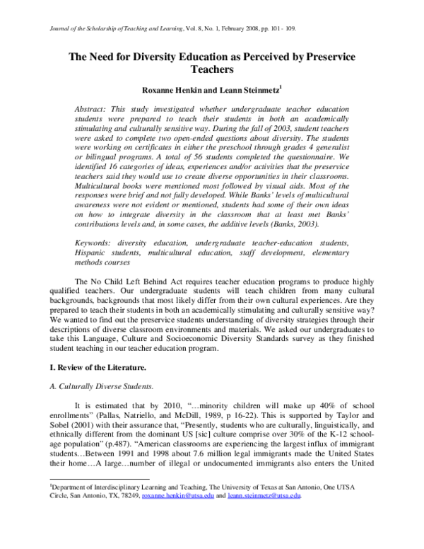 (PDF) The Need for Diversity Education as Perceived by ...