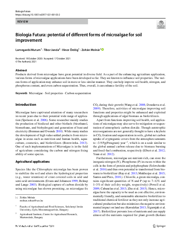(PDF) Biologia Futura: potential of different forms of microalgae for ...