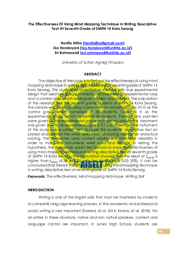 (PDF) The Effectiveness Of Using Mind Mapping Technique In Writing ...