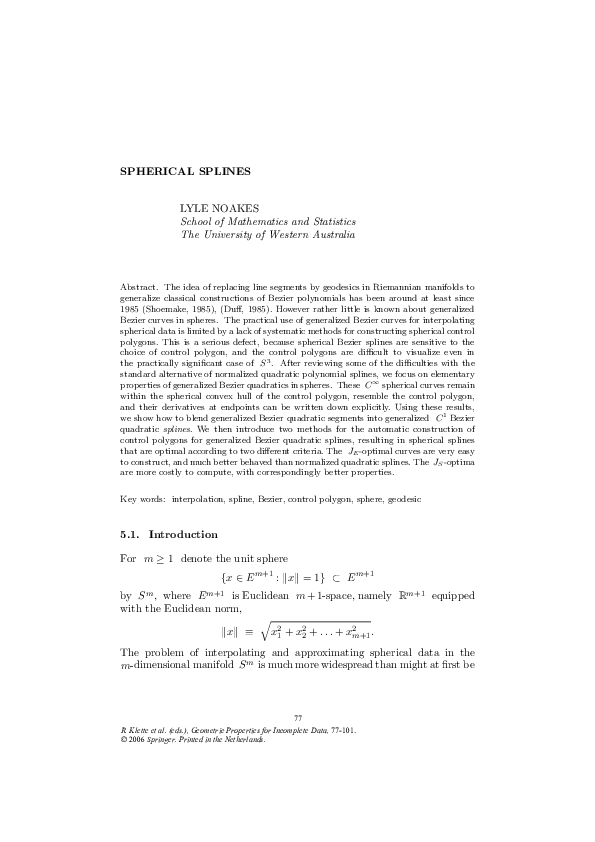 (PDF) Spherical Splines