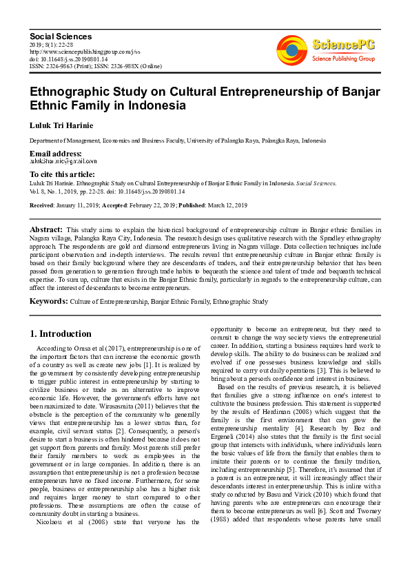 (PDF) Ethnographic Study on Cultural Entrepreneurship of Banjar Ethnic ...