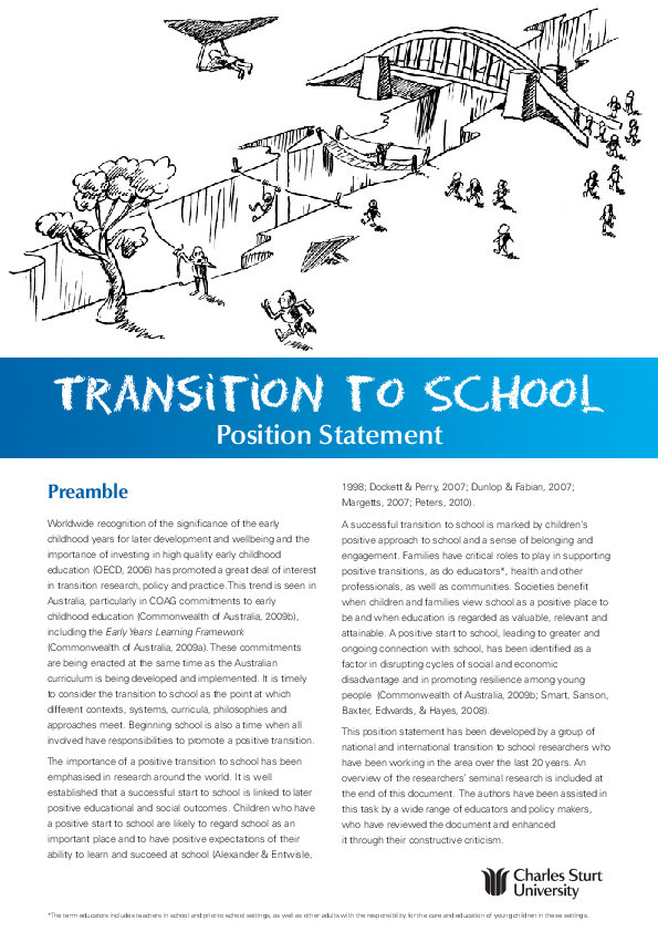 (PDF) Transition to school: Position Statement | Noella Mackenzie ...