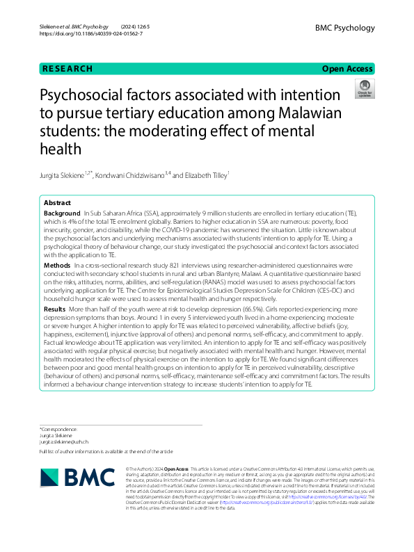 (PDF) Slekiene et al 2024 BMC Psychology