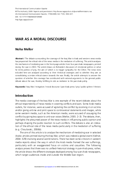 (PDF) War as a Moral Discourse