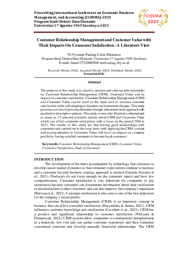 (PDF) Customer Relationship Management and Customer Value with Their Impacts On Consumer ...