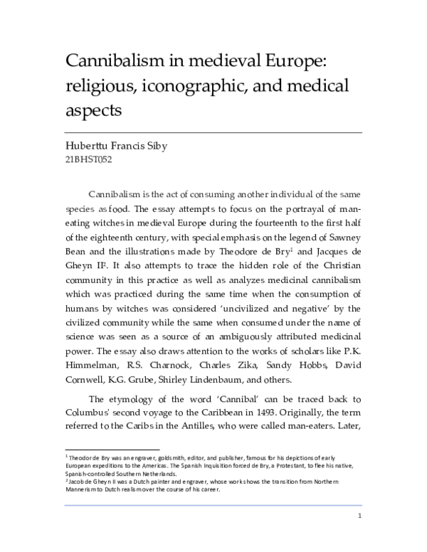 (PDF) Cannibalism in medieval Europe: religious, iconographic, and ...