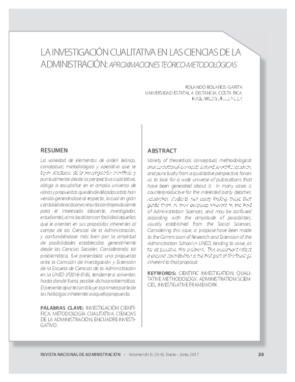 (PDF) La investigación cualitativa en las Ciencias de la Administración: aproximaciones teórico ...