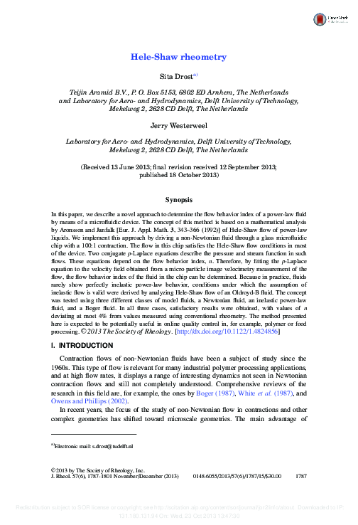(PDF) Hele-Shaw rheometry