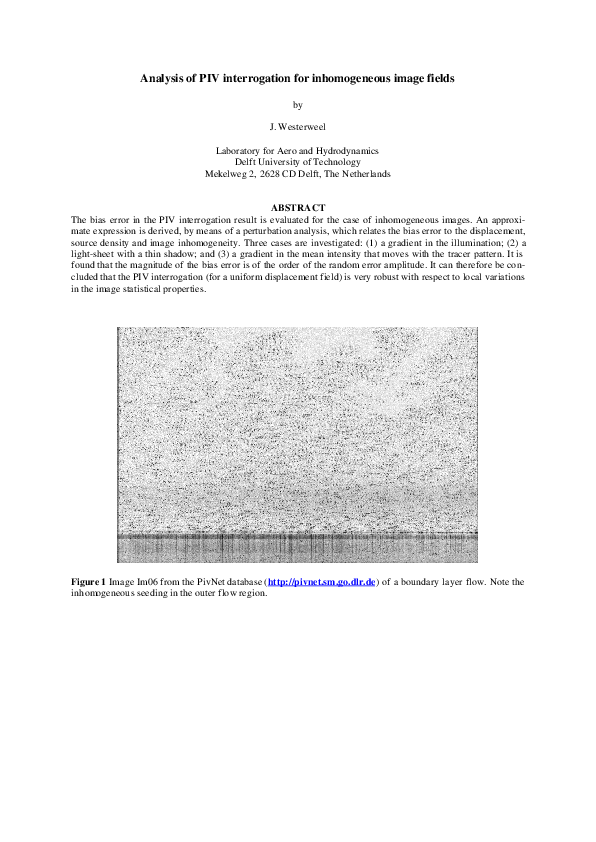 (PDF) Analysis of PIV interrogation for inhomogeneous image fields