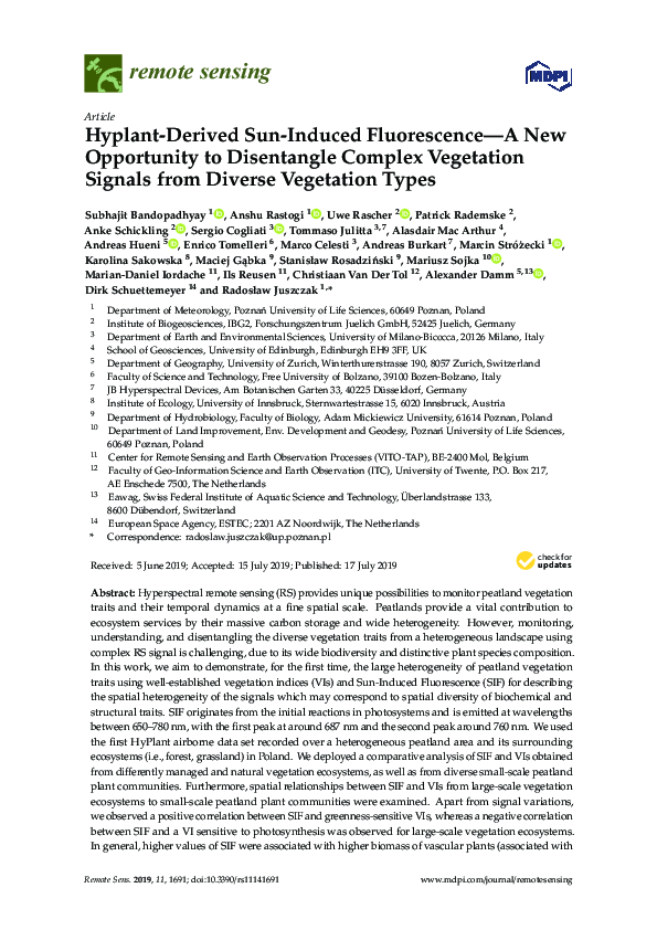 (PDF) Remote sensing of solar-induced fluorescence of vegetation ...