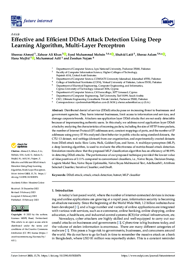 (PDF) Effective and Efficient DDoS Attack Detection Using Deep Learning ... (PDF) Effective and Efficient DDoS Attack Detection Using Deep Learning ...