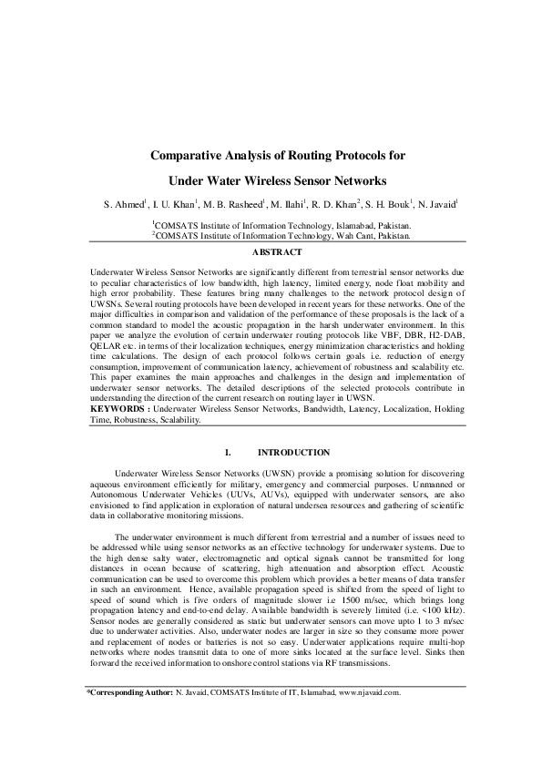 (PDF) Comparative Analysis of Routing Protocols for Under Water ...