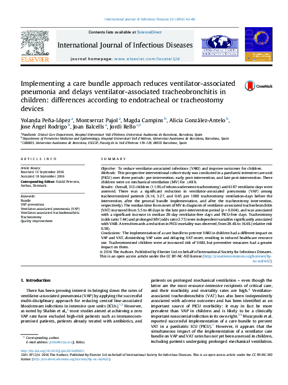 (PDF) Implementing a care bundle approach reduces ventilator-associated ...