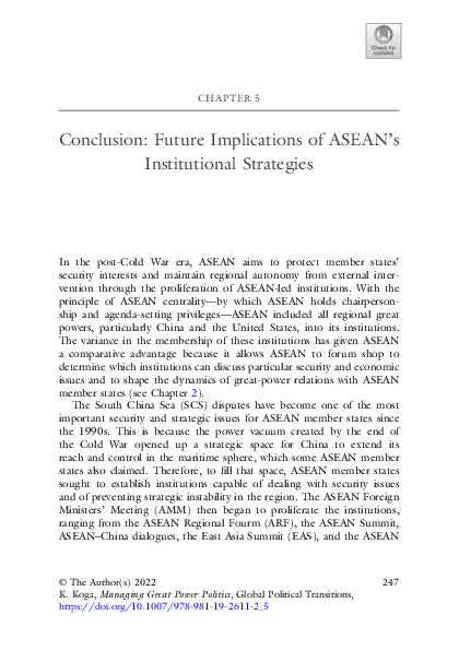 (PDF) Conclusion: Future Implications of ASEAN’s Institutional Strategies