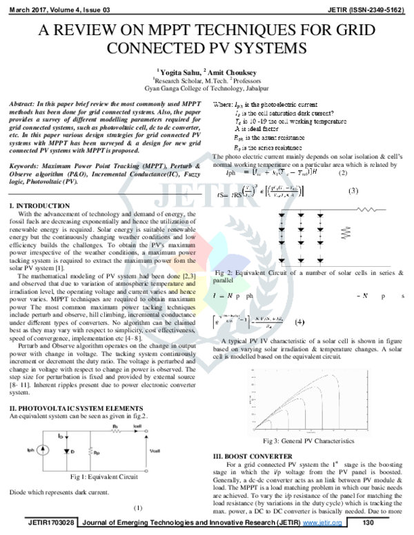 (PDF) A Review on MPPT Techniques for Grid Connected PV Systems