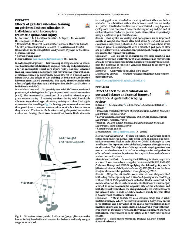 (PDF) Effect of neck muscles vibration on postural balance and spatial frame of reference: A ...