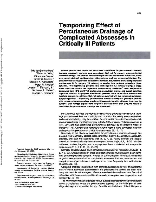 (PDF) Temporizing effect of percutaneous drainage of complicated ...