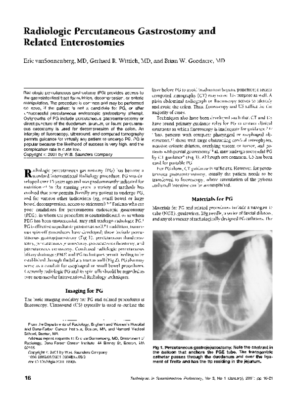 (PDF) Radiologic percutaneous gastrostomy and related enterostomies