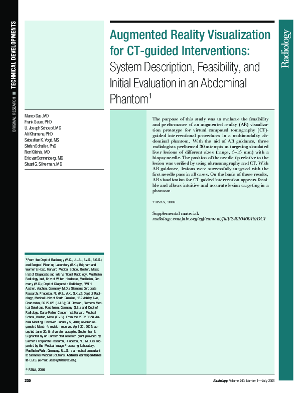 (PDF) Augmented Reality Visualization for CT-guided Interventions: System Description ...