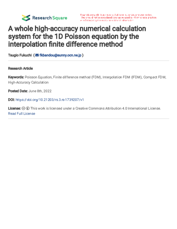 (PDF) A whole high-accuracy numerical calculation system for the 1D ...