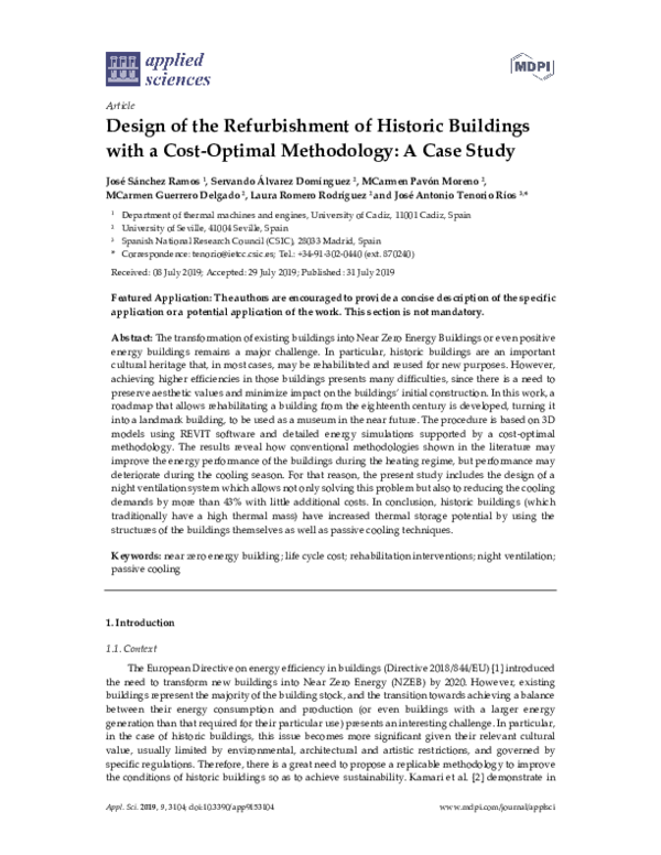 (PDF) Design of the Refurbishment of Historic Buildings with a Cost ...