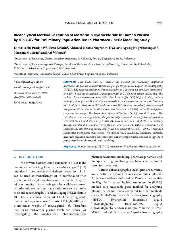 Pdf Bioanalytical Method Validation Of Metformin Hydrochloride In