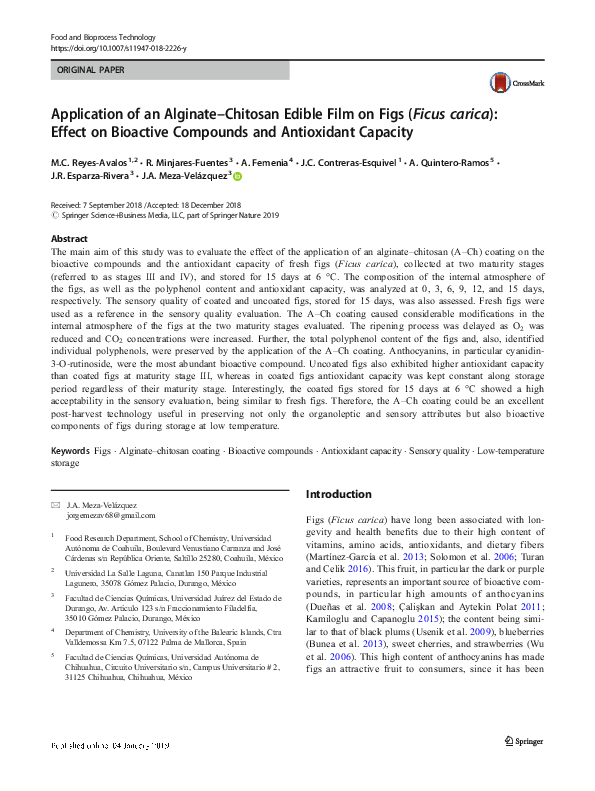 (PDF) Application of an Alginate–Chitosan Edible Film on Figs (Ficus carica): Effect on ...