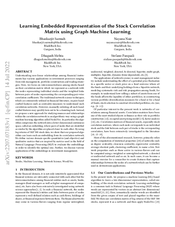 (PDF) Learning Embedded Representation of the Stock Correlation Matrix ...