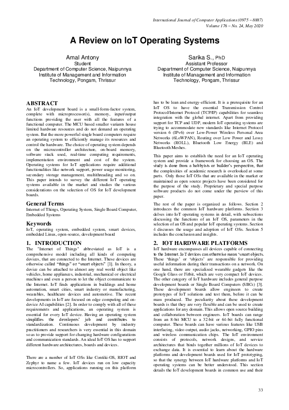 (PDF) A Review on IoT Operating Systems