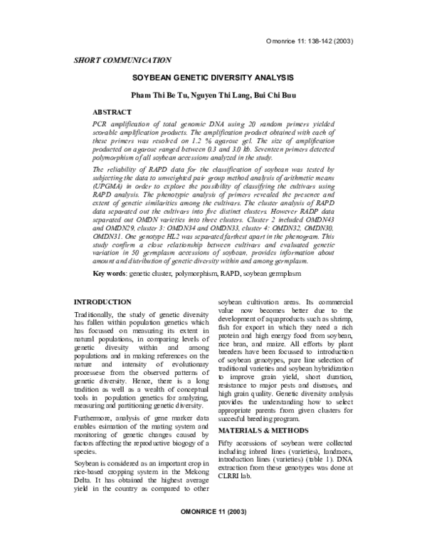 (PDF) Soybean genetic diversity analysis
