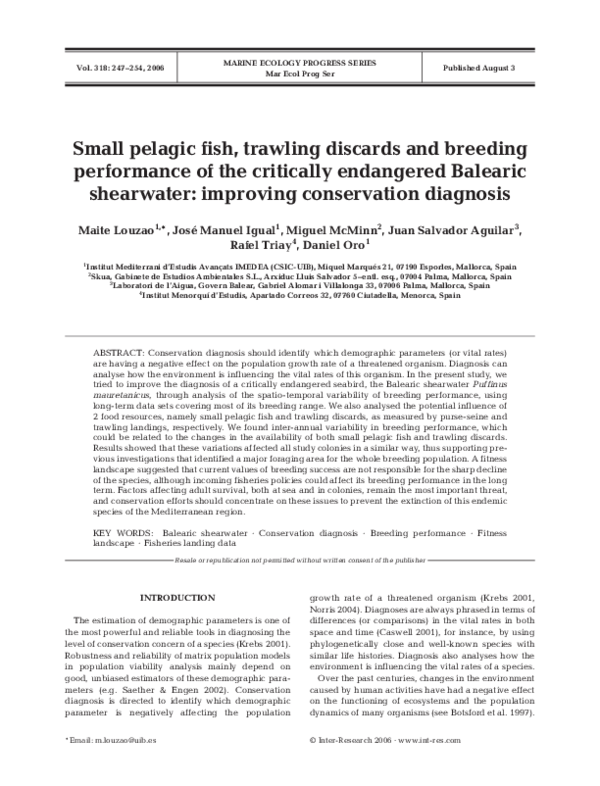 (PDF) Small pelagic fish, trawling discards and breeding performance of ...