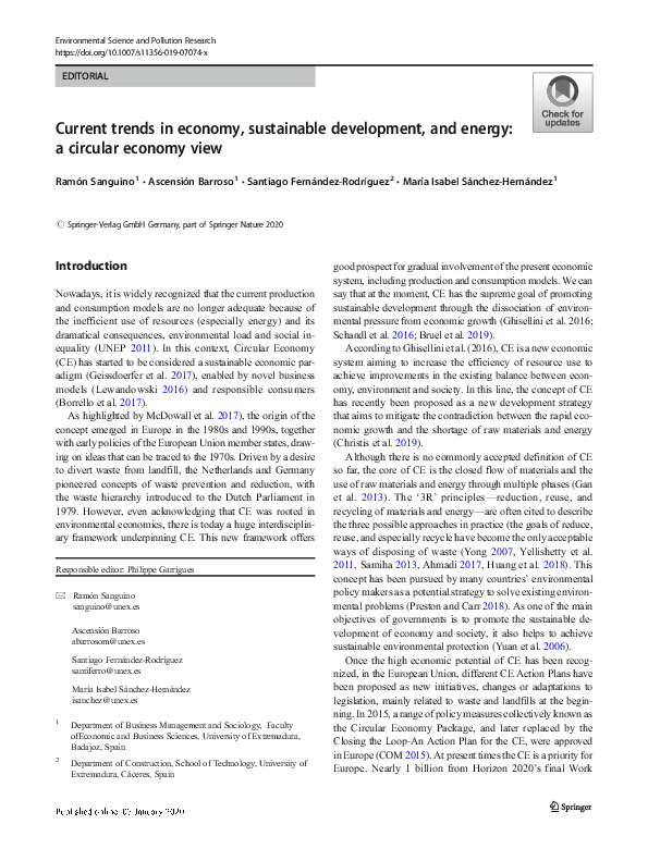 (PDF) Current trends in economy, sustainable development, and energy: a ...