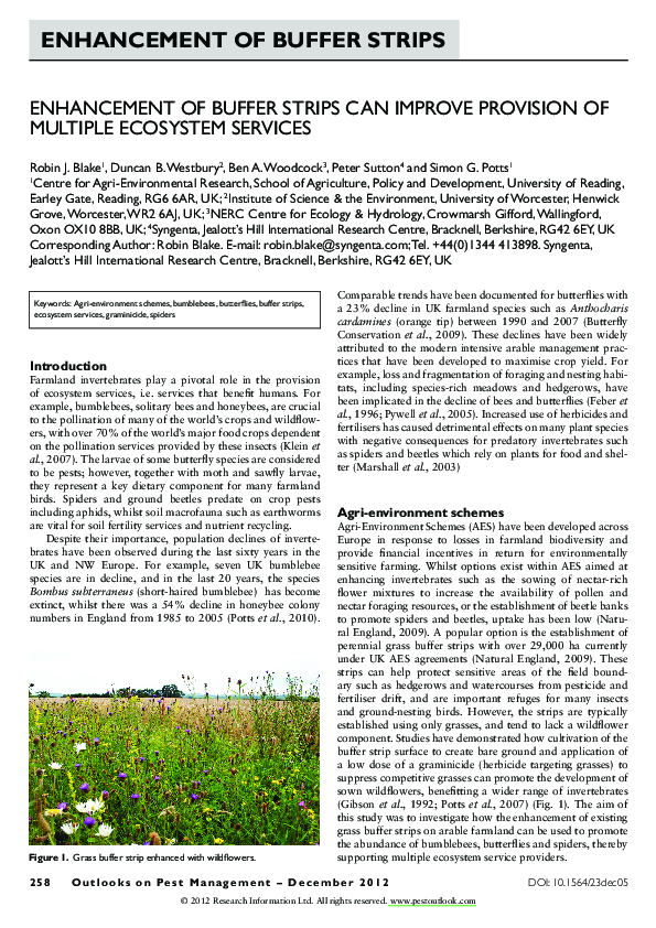 (PDF) Enhancement of Buffer Strips Can Improve Provision of Multiple ...