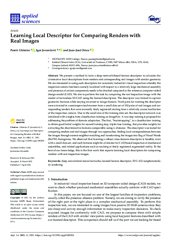 (PDF) Learning Local Descriptor for Comparing Renders with Real Images