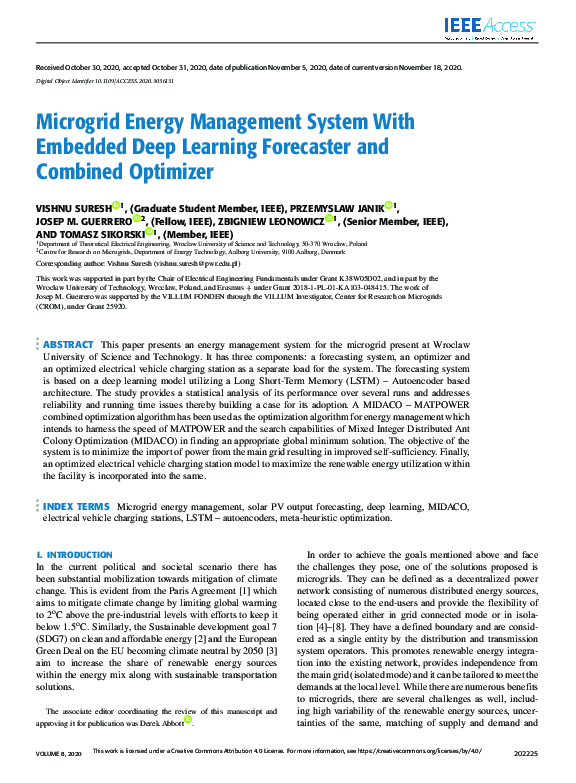 (PDF) Microgrid Energy Management System With Embedded Deep Learning Forecaster and Combined ...